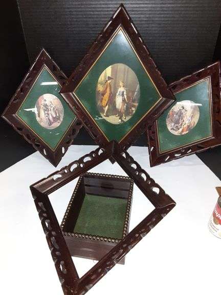 (3) Diamond Shaped Picture Frames & Shadowbox - Delaware Auction Center