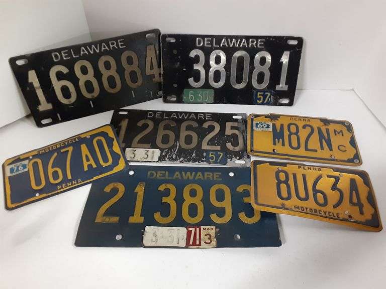 Assorted Pennsylvania Motorcycle & Delaware License Plates - Delaware ...