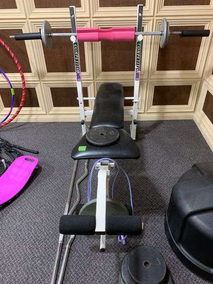 Competitor 343 Weight Bench w/ Weights & (3) Bars - Delaware Auction Center
