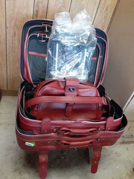 (3) LR2 Nesting Soft Side Suitcases & Carry On Bag w/ Luggage Cart ...