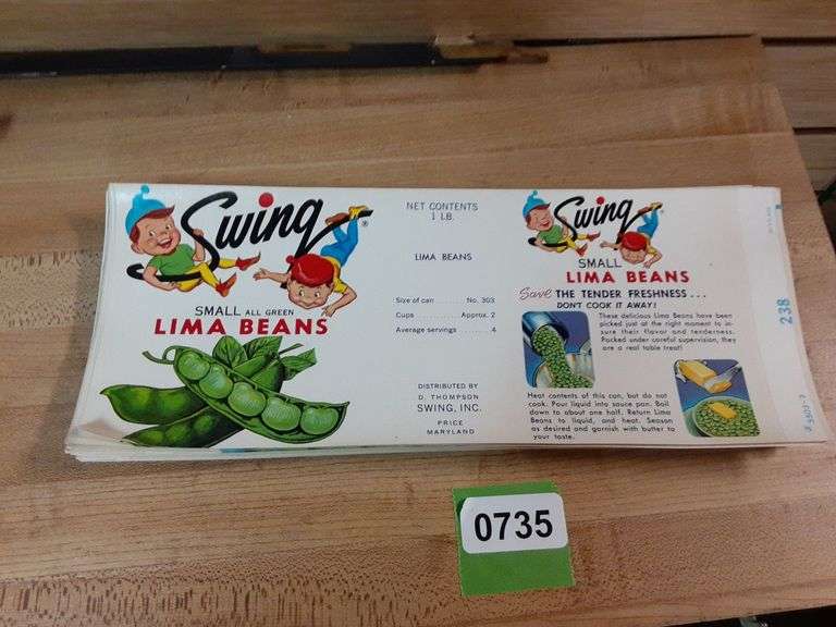 Assorted Vintage Swing Vegetable Canning Labels - Delaware Auction Center