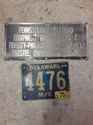 Motorcycle Plate and PRR Railroad Sign - Delaware Auction Center