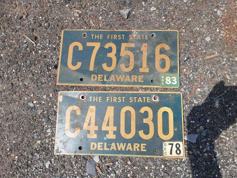 (2) Vintage Delaware License Plates - Delaware Auction Center