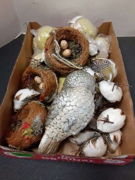 Assorted Decorative Birds, Nests & Fruit - Delaware Auction Center