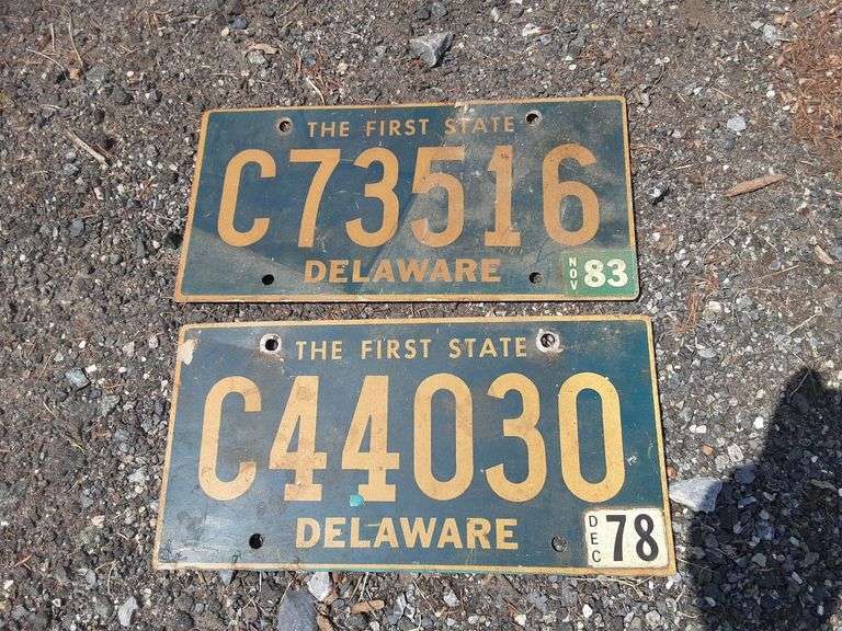 (2) Vintage Delaware License Plates - Delaware Auction Center