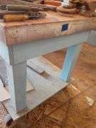 Mobile Wood Work Bench w/ Butcher Block Top and Craftsman Woodworking ...
