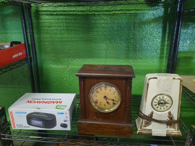 Matel Clock, MCM Mantel Clock, and Magnavox Alexa Clock Radio ...