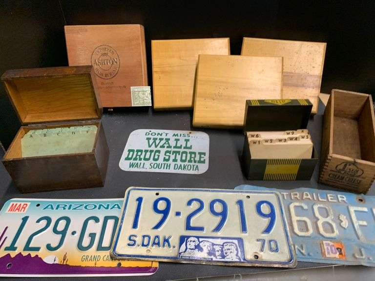 License Plates, Cheese Box, and Cigar Boxes - Delaware Auction Center