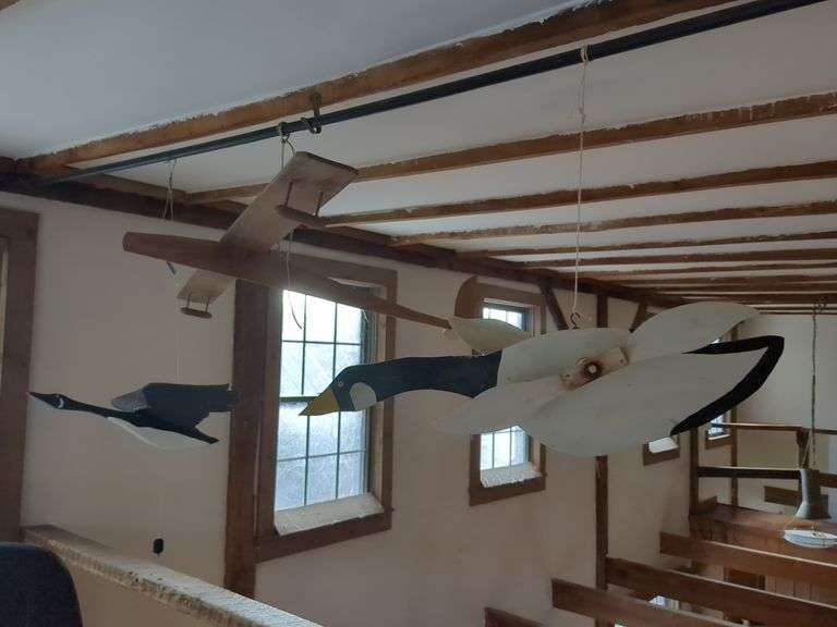 Hanging Wood Goose with Pull String Flapping Wings, Hanging Plane, and ...
