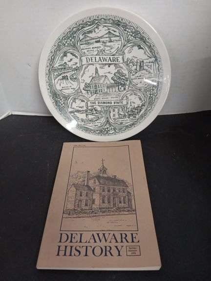Delaware History Book and Delaware Collector Plate - Delaware Auction ...