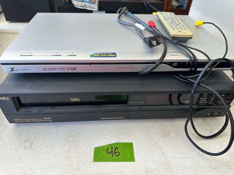 NEC VHS Player and Zenith DVD Player - Delaware Auction Center