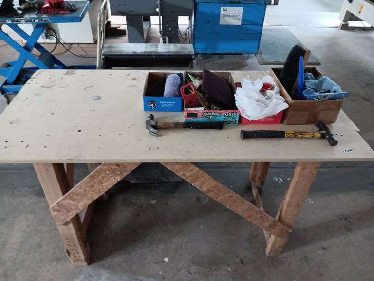 Wood Work Bench, Mobile Wood Work Stand and Assorted Sanding Items and ...