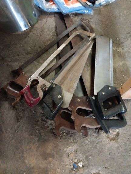 (5) Hand Saws, Bone Saw & Hack Saw - Delaware Auction Center