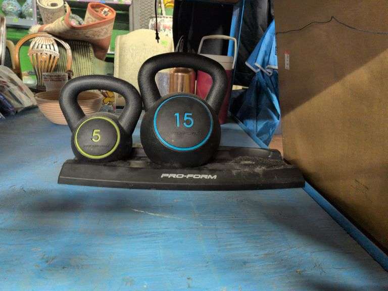 15 and 5 Lb Pro Form Kettle Bells - Delaware Auction Center
