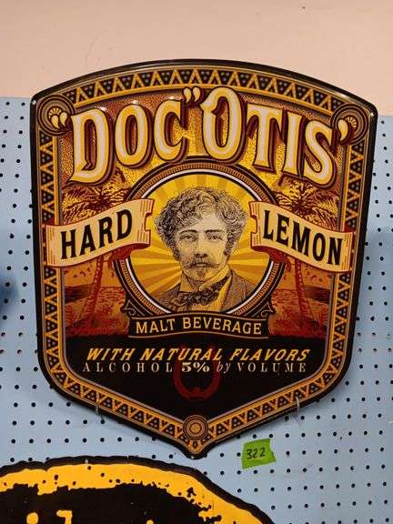 Metal Doc Otis Hard Lemon Malt Beverage Sign - Delaware Auction Center