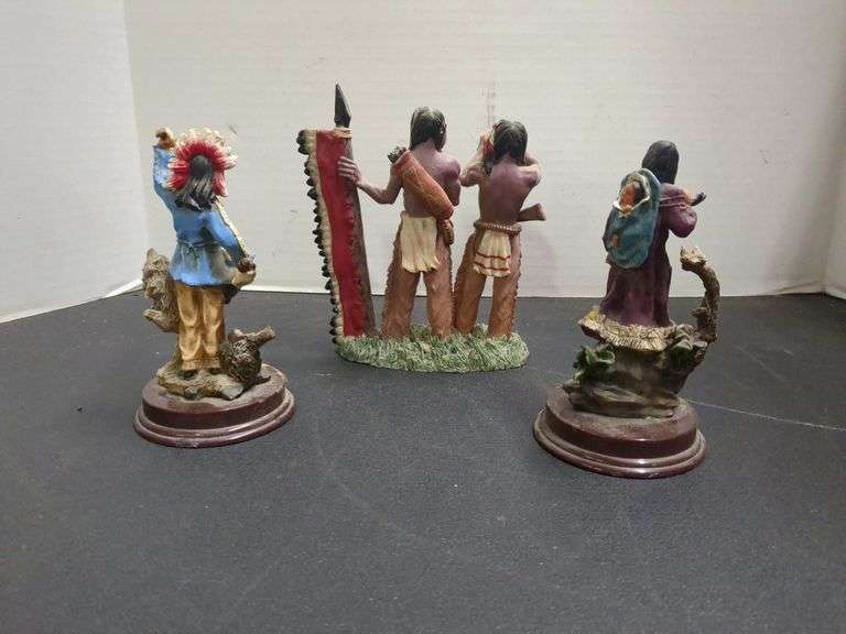 (3) Native American Figurines - Delaware Auction Center