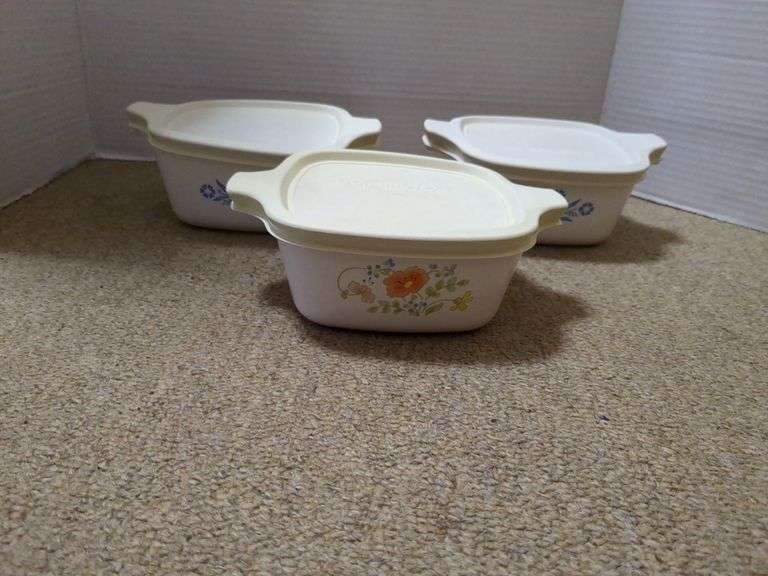 (3) Corning Ware Food Storage Containers - Delaware Auction Center