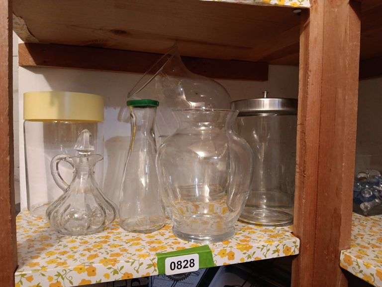 Assorted Clear Glass Kitchen Items and Vases - Delaware Auction Center