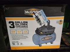 McGraw 3 Gallon Oil Free Portable Air Compressor - Delaware Auction Center