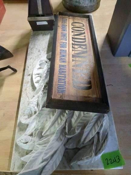 Marble (As-Is), Condemned Sign, and Figural Plaque - Delaware Auction ...