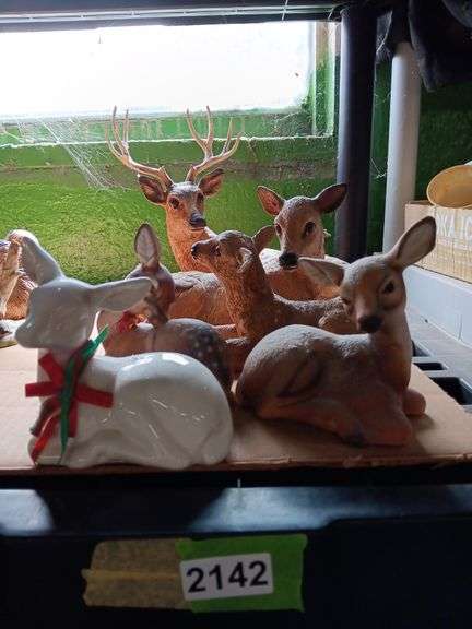(3) Resin & (3) Ceramic Deer Figurines - Delaware Auction Center