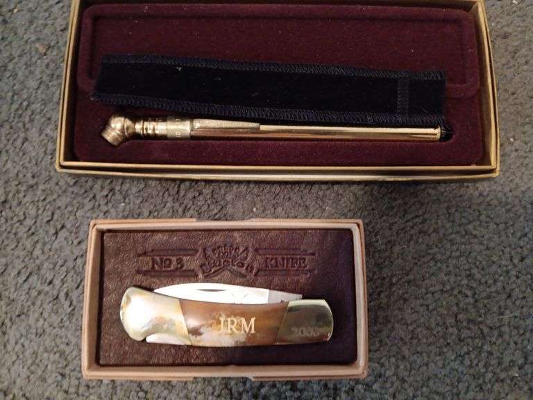 Colonel Littleton No. 3 Knife Foxfire w/ Box and Brass Tire Pressure ...