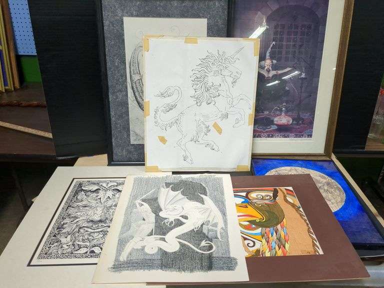 Assortment of Drawings and Artwork (Some Signed and Numbered ...