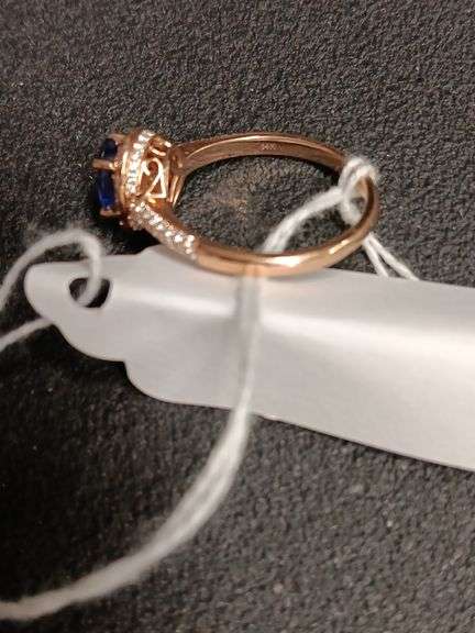 Marked 14KT SKC w/amethyst & diamond stones (Lab Diamonds? Size 8.5 4gr ...