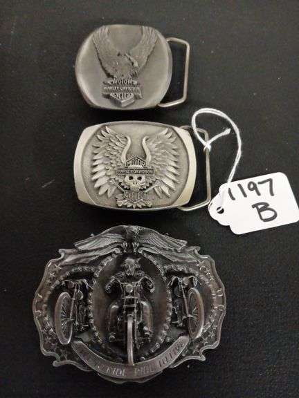 (2) Harley Davidson & Motorcycle Belt Buckles - Delaware Auction Center