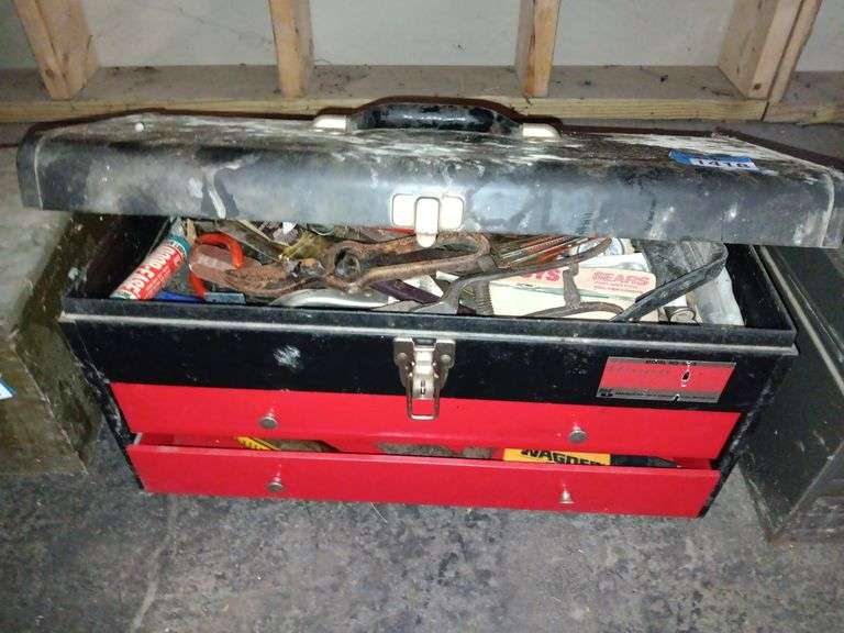 Union Tool Box w/ Assorted Hand Tools and Hardware - Delaware Auction ...