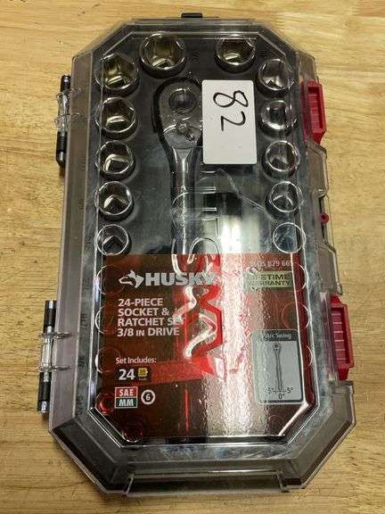 Husky 3/8" Drive 24-Piece Socket & Ratchet Set - H3D24PCSWS - MSRP $37. ...