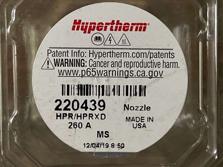 (4) Hypertherm HPR 260A Nozzle - 220439 - MSRP 4 @ $26.89 each ...