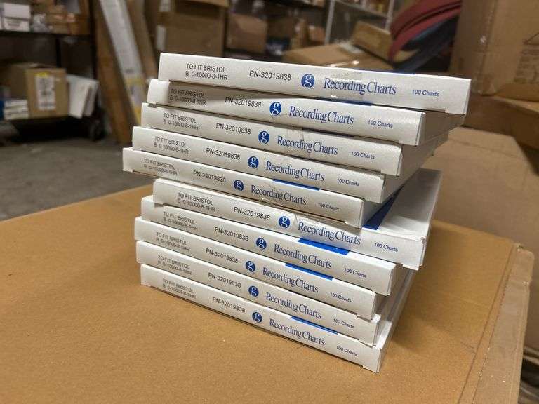 (10) Graphic Controls 8" 10000 Range 1HR Chart Paper 100 Pack- 32019838 ...