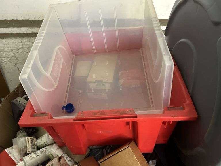 Gaylord of Items Including Storage Containers, Caster Wheel and ...