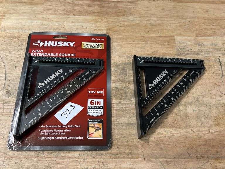(2) Husky 2-in-1 Aluminum 6" Extendable Layout Square - 1004 308 202 ...