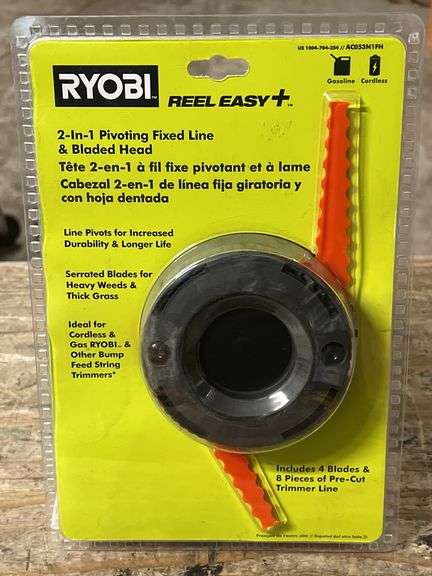 Ryobi Reel Easy+ 2-in-1 Trimmer Head Pivoting Fixed Line & Bladed Head ...