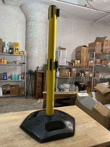 Tensabarrier 39"H x 18-3/4"D Heavy-Duty Post with Retractable Barrier ...