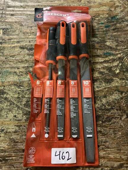 Crescent 4-Pieces 10" Flat/8" Half Round/ 8" Mill/8" Round File Set ...