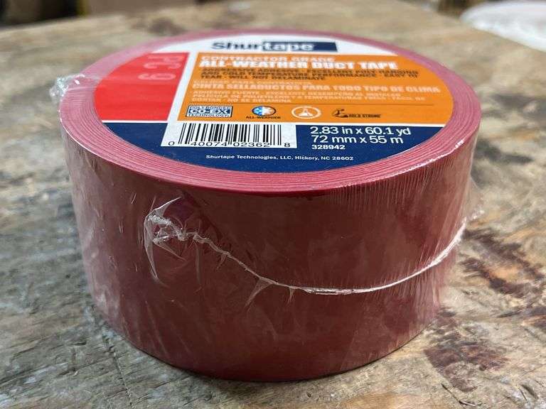 (6) Shurtape 72mm x 55m Red Contractor Grade All Weather Duct Tape ...