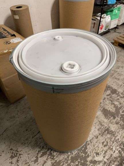 (2) Greif Liquipak 55 Gallon Fiber/Cardboard Drum with Lid - Redbird ...