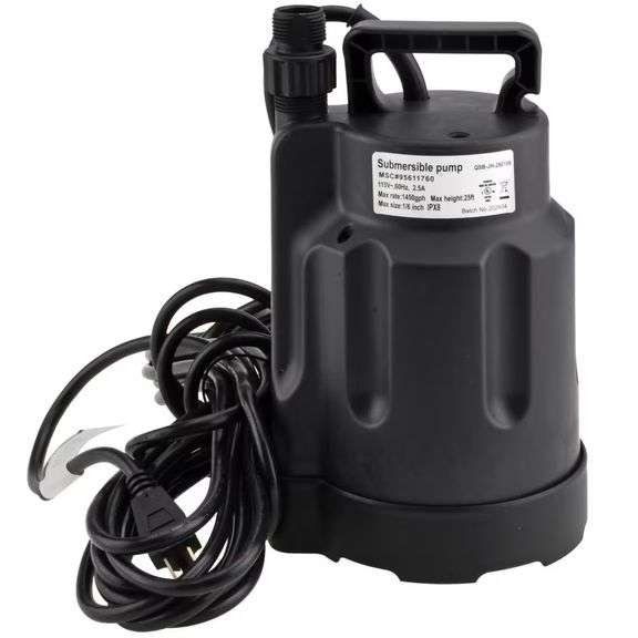 PROSOURCE 1/6 HP 1450 GPH Thermoplastic Submersible Utility Pump ...