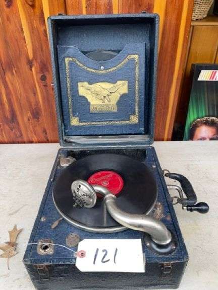 Vintage Cecilian Melophonic Portable Wind Up Crank 78 rpm Record Player ...