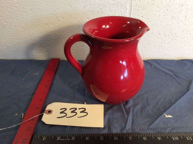 Red pitcher Marked Italy - Duck Soup Auctions