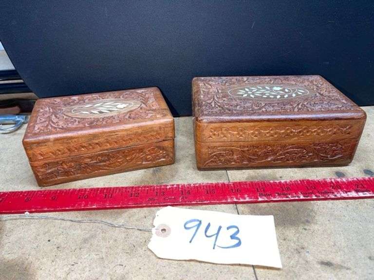 Wooden carved boxes • Warehouse (single level) • ( Click for More ...