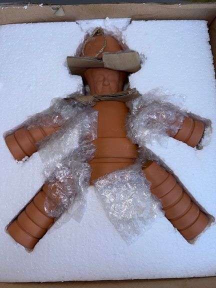 Terra cotta Flower pot boy • New in Box • Shed - Duck Soup Auctions