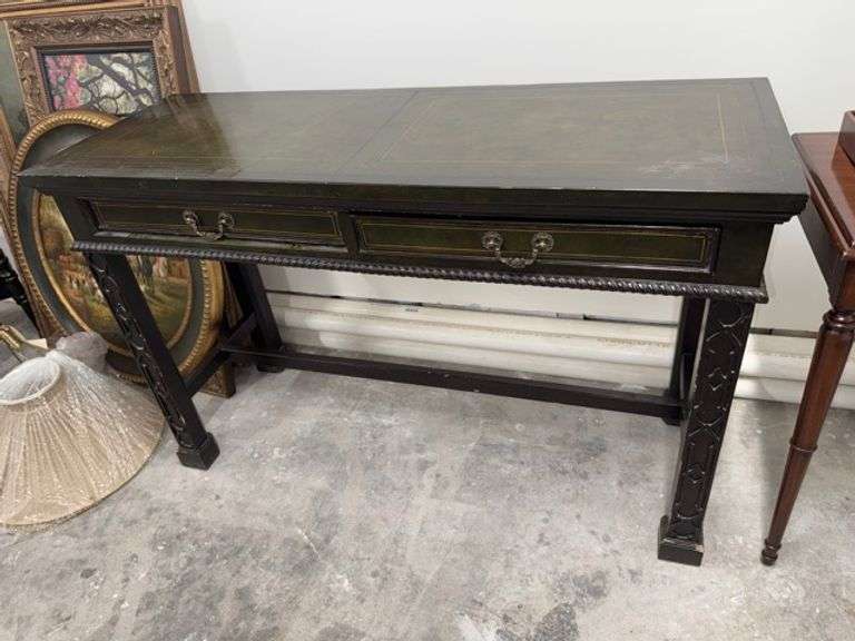 Decorative 2 drawer table • 15”x18.5”x32” • Garage - Duck Soup Auctions