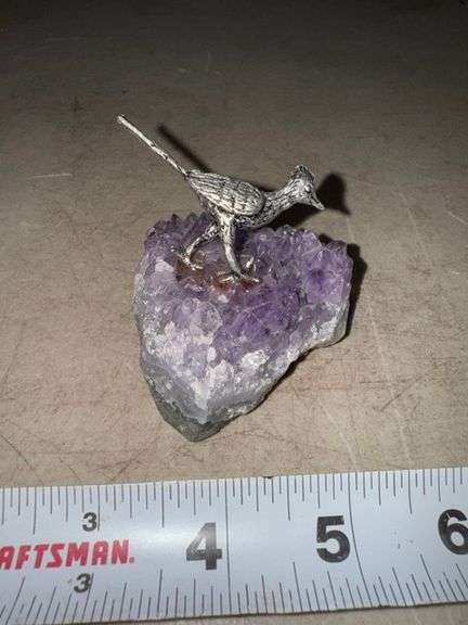 Geode with metal roadrunner • Second floor bedroom 2 - Duck Soup Auctions