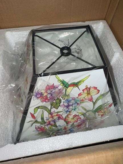 Stained Glass shade lamp brand new opened box for pic with COA ...