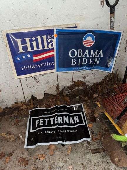 Political signs • Garage - Duck Soup Auctions