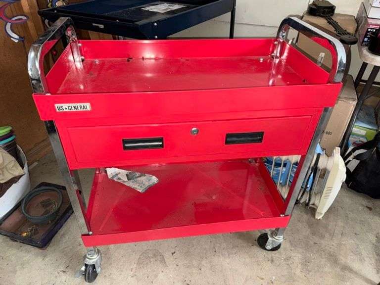 U.S. General tool cart with locking drawer and key • 30x16x21 • Garage ...